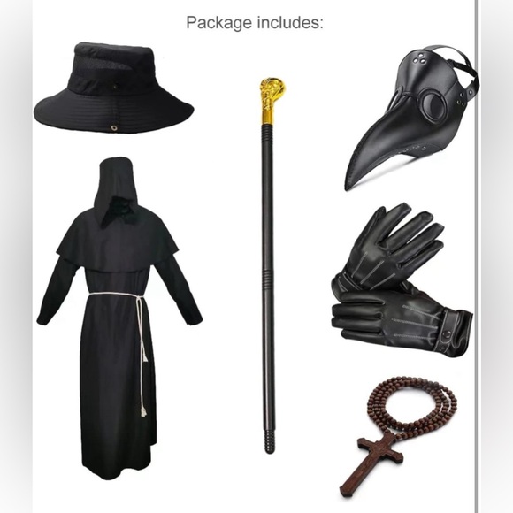 Other | New Plague Doctor Mask Costumes Set 6 In 1 Halloween Beak Mask ...